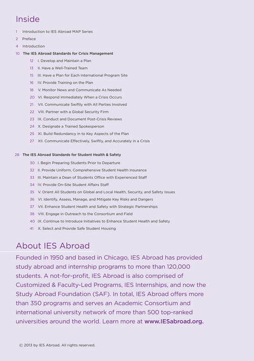 IES Abroad - Health & Safety MAP - Page 2-3
