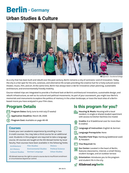 IES Abroad - Study & Intern Abroad - Summer Programs - Page 26-27